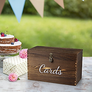MDLUU Wood Wedding Card Box, Rustic Wedding Money Case with Lock, Envelope Holder Card Receiving Box for Wedding, Reception, Birthday Party (Brown)