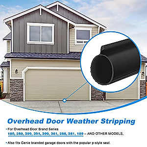 Weatherproofing Garage Door Seals Fits Overhead Door P-Bulb Garage Door Bottom Weather Seal,Replacement Overhead 18FT Wide Doors (Black) (18FT)