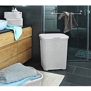 Curver Style 60 Litre Laundry Hamper, Vintage White