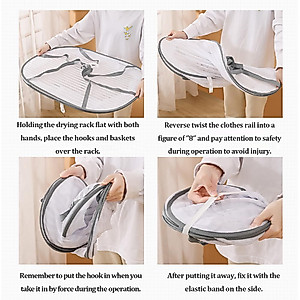 YUNXIASW Herb Drying Rack 2 Layers Folding Mesh Hanging Drying Net Vegetable Dryer Multifunctional with Zipper,Dry Plants, Herbal,Weed,Clothing,Foods Drying Rack(White)