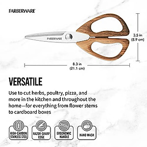 Farberware 5221282 All Purpose Shear, Pecan Wood Handles 8.2 x 3.5 x 0.5 inches