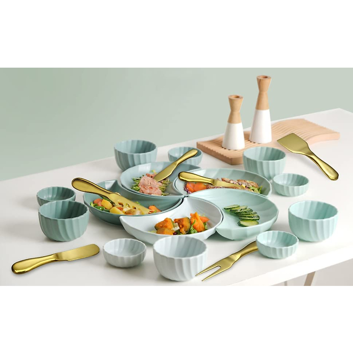 Kats Beypg Advanced 7-Pieces Cheese Knife Set Collection 18/10 Stainless Steel Cheese Knives Sets Charcuterie Utensils With Cheese Knife And Cheese Slicer,Exquisite Cheese Spreader Gift Sets (Gold)