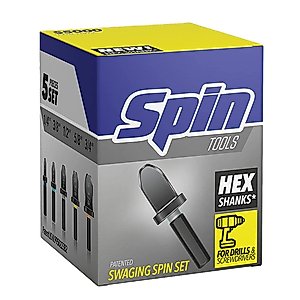 Spin S5000 5-Piece Drill Bit Swaging Tool Set 1/4, 3/8, 1/2, 5/8, 3/4-Inch
