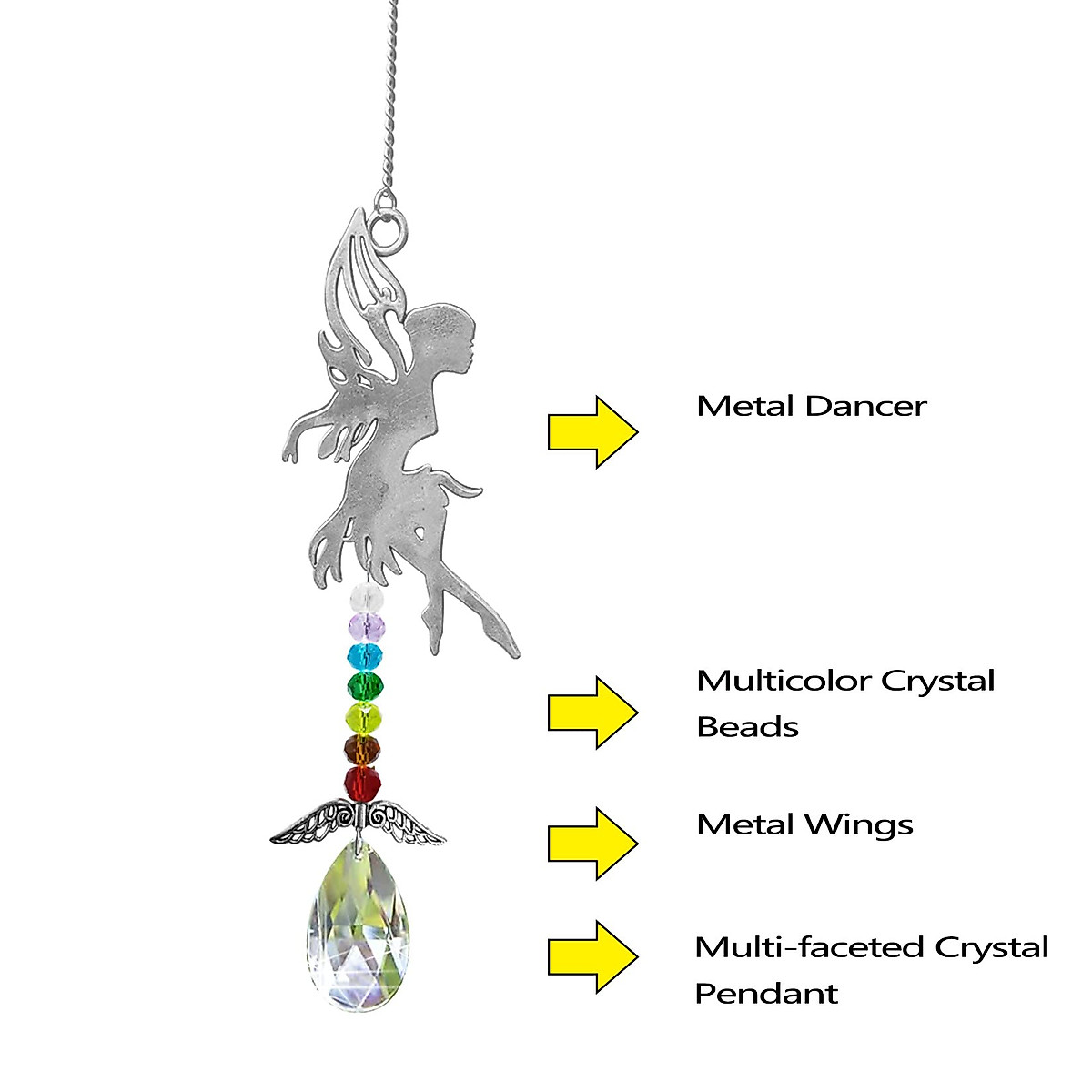 Healing Crystal Car Hanging Dancer Accessories Rearview Mirror Window Garden Decorations Wall Home Decor Ornaments