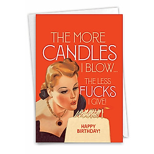 NobleWorks - 1 Funny Women's Birthday Card - Hilarious Bday Greeting Card with Envelope, Sassy Celebration - Candles I Blow C9309BDG