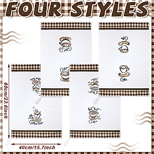 Ferraycle 4 Pieces Kitchen Towels, Coffee Kitchen Hand Towels, Dish Towels, Absorbent Decorative Dish Cloths, for Farmhouse Housewarming (Coffee Style)
