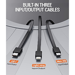 Jinepin 2 Pack of 36000mAh Solar Power Bank Solar Phone Charger, Built in 6 Cables, Wireless Portable Charger External Battery Pack with Led Flashlight