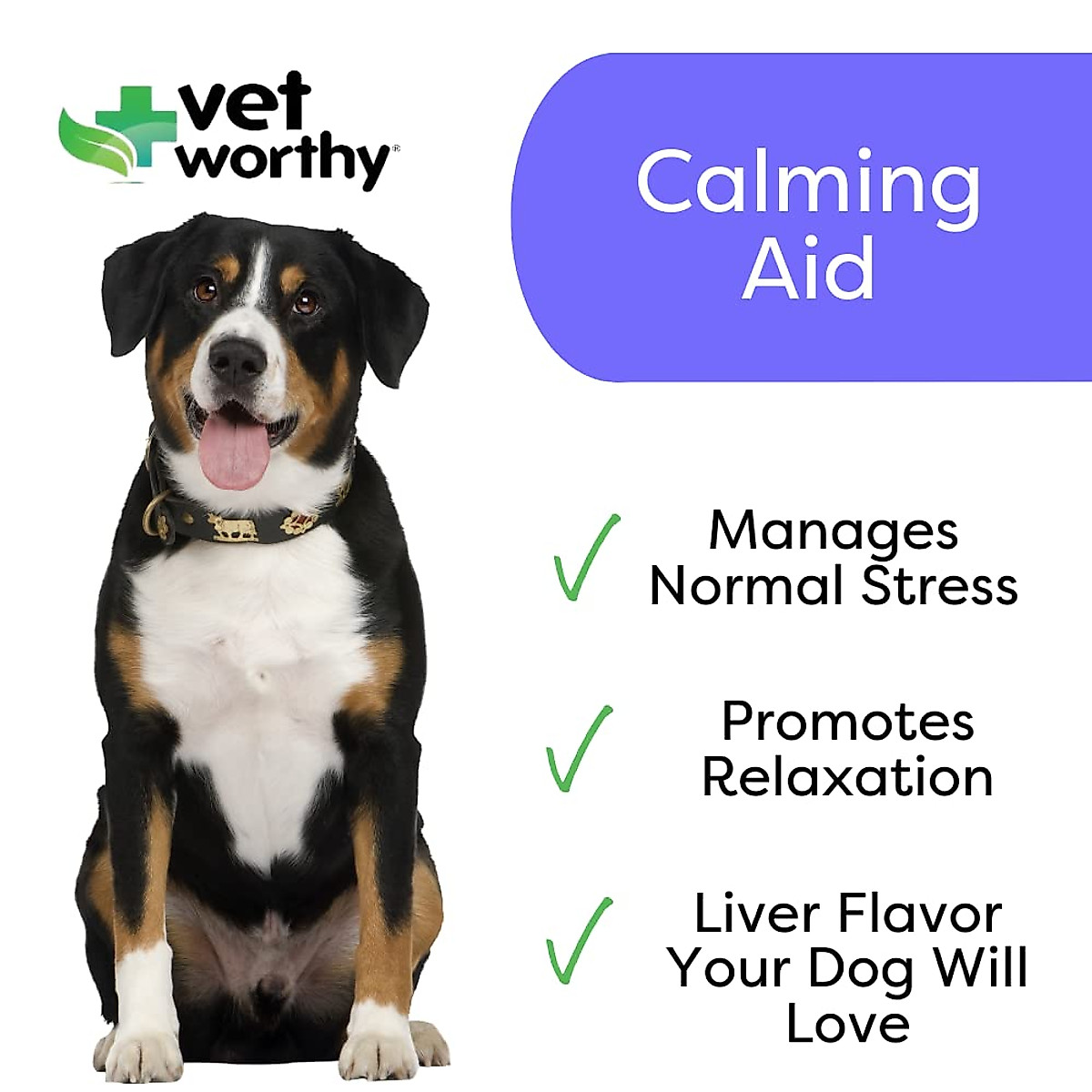 Vet Worthy Calming Aid Dog Soft Chew - Flavored Chewable Treats for Dogs to Manage Normal Stress - Dog Calming Chews for Storm Anxiety, Grooming, and Fireworks - Poultry Flavored, 45-Count