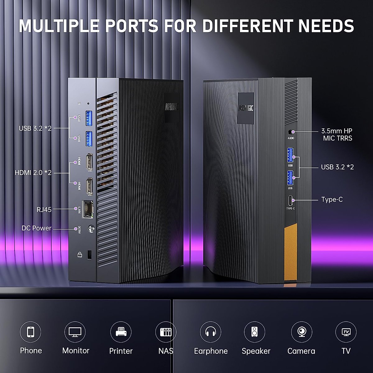 ACEMAGIC Mini PC i7-11800H(8C/16T, up to 4.6 GHz) Mini Computers, 16GB DDR4 512G NvMe SSD, Mini Desktop Computer Small PC Support 4K UHD Triple Display/WiFi 6/BT5.2 for Business/HTPC