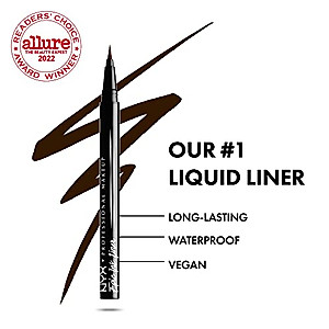 NYX PROFESSIONAL MAKEUP Epic Ink Liner, Waterproof Liquid Eyeliner - Brown, Vegan Formula