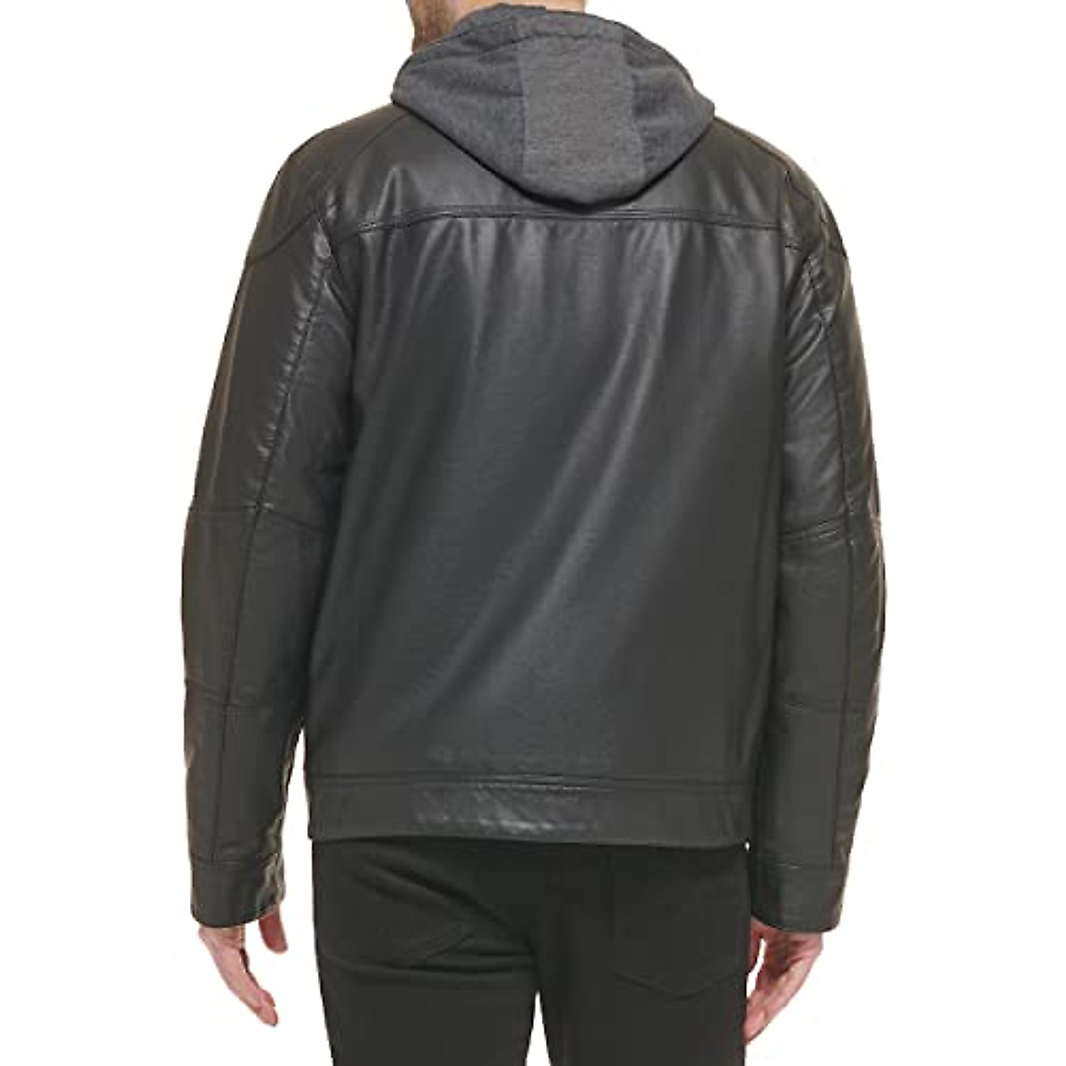 Calvin Klein Men's Motorcycle Jacket with Removable Hoodie, Black, Small