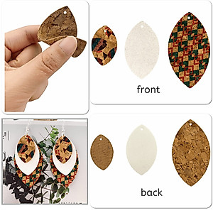 AOUXSEEM 321 Pcs Faux Leather Earrings DIY Making Kit for Beginners, Contains 96 Pre Cut Evil Eye Earring Pieces with Hooks Jump Rings Opener Earring Display Cards and Self-Adhesive Bags (Real Cork)