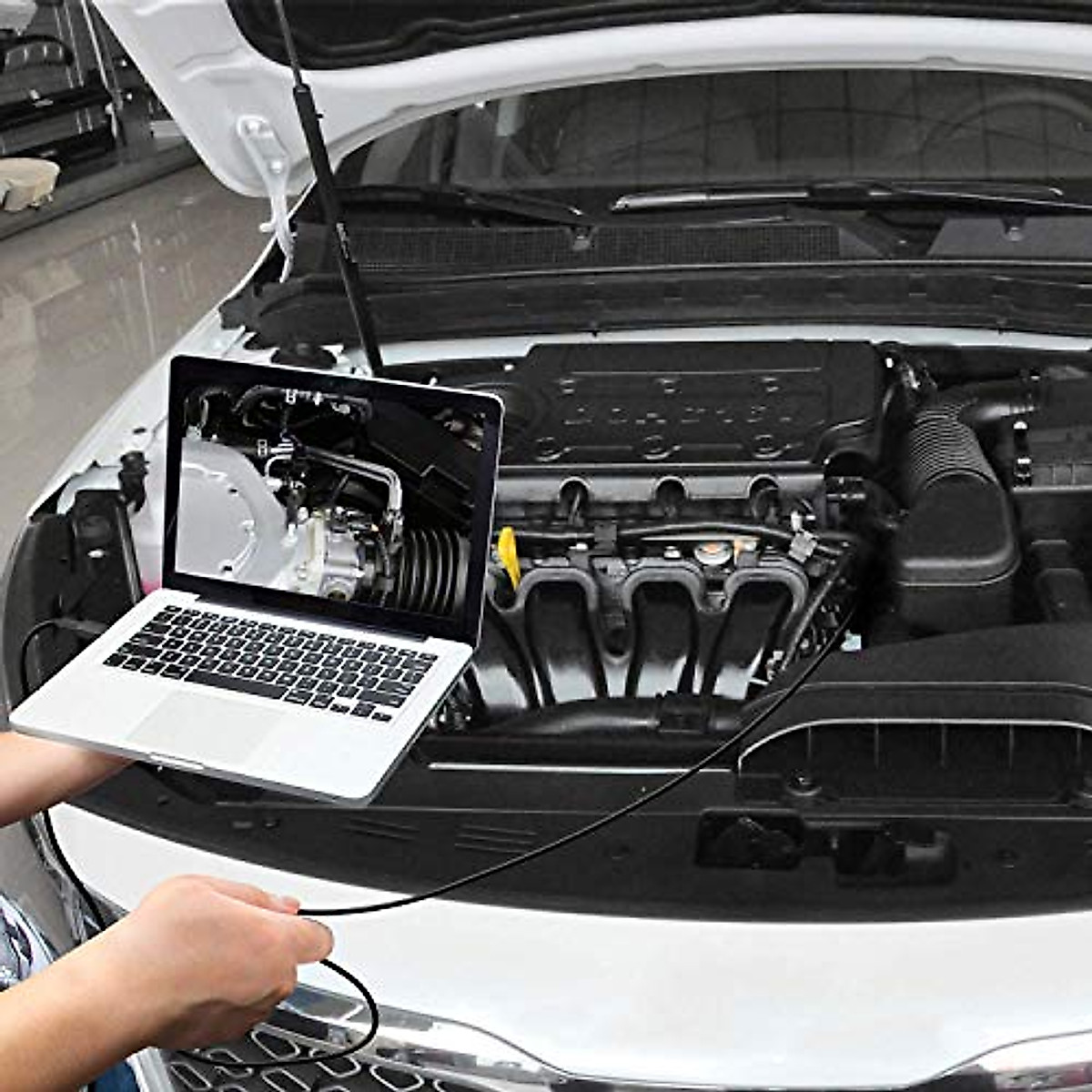 USB Endoscope Camera, DEPSTECH 720P IP67 Waterproof Borescope, 5.5mm Snake Inspection Camera, Type-C Scope Camera with 16.5ft Semi-Rigid Cable, 6 LED Lights, Compatible with OTG Android Phone, PC