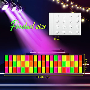 Haull 118 x 39 Inch Neon Light up Dance Floor Neon Party Decorations Blacklight Rug Glow in The Dark UV Reactive Fluorescent for Christmas Halloween Birthday Wedding Party Favors (Rectangles)