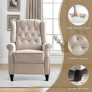 Phoenix Home Elizabeth Push Back Chair Recliner, Beige