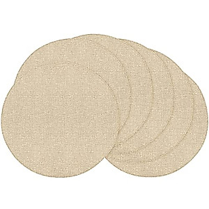 Senneny Round Burlap Placemats Set of 6, Reversible Burlap Jute Place Mats Set for Round Tables, Rustic Farmhouse Decoration for Fall Christmas Holiday Table Home, Light Linen