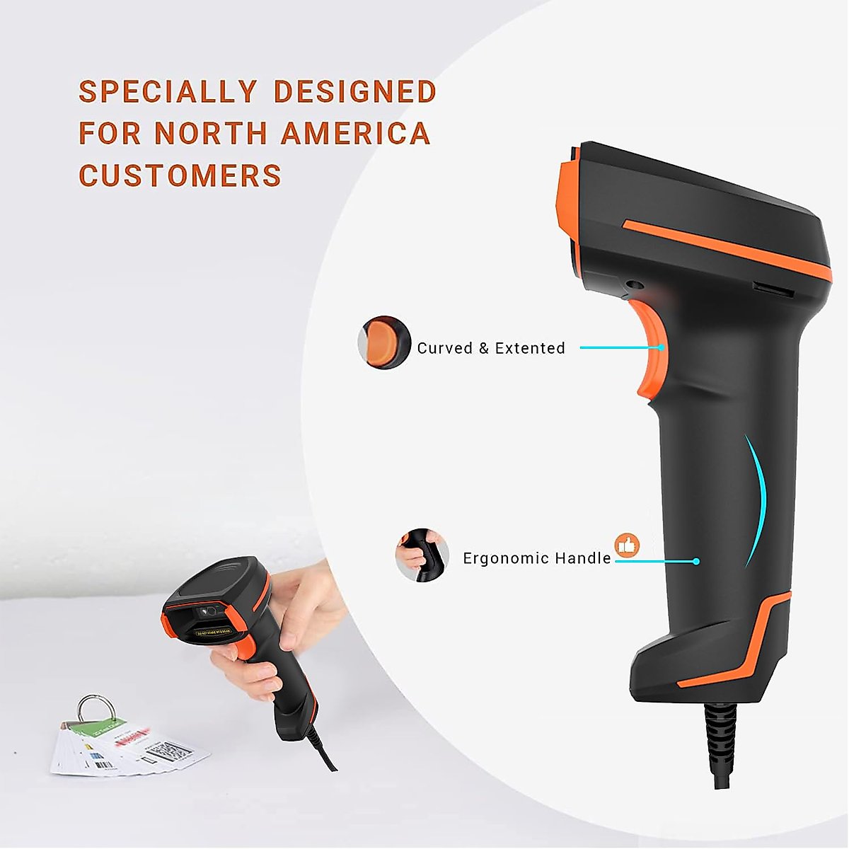 1D 2D QR Barcode Scanner Wireless and Wired with 2.4G Wireless & Bluetooth Function,328 Feet Transmission Distance,Scanner Reader Barcode Hand held Scanner Compact Plug and Play Mode