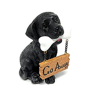 Nature's Mark Black Labrador Retriever Dog Puppy Statue with Welcome Sign Resin Garden Statue Decor 6.7" H