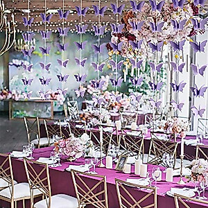 zilue Butterfly Banner Decorative Paper Garland for Wedding, Baby Shower, Birthday & Theme Decor 110 Inches Long Set of 2 Pieces Lightpurple