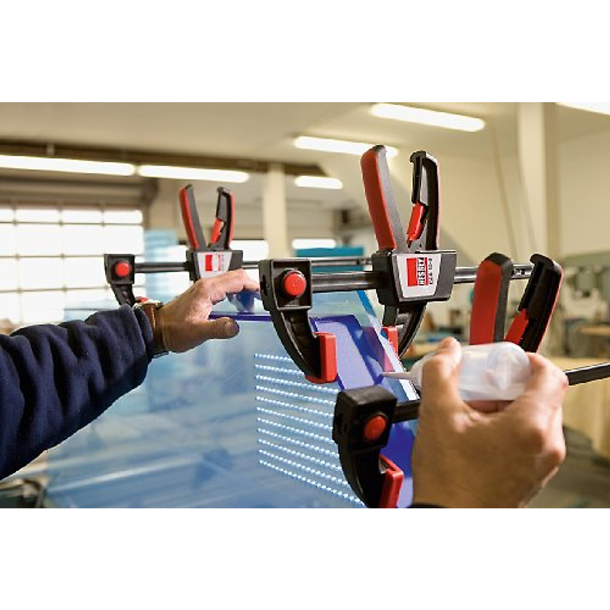 BESSEY EZS Series 6 in Trigger Style Clamp, EZS15-8 - 445 lb Clamping Force - Fast Acting One Hand Woodworking Clamps for Wood working, Carpentry, Home Improvement, DIY, Construction Projects