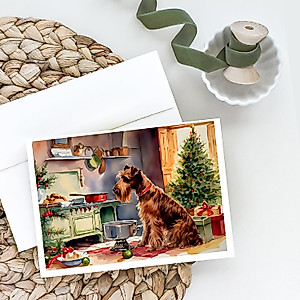 Caroline's Treasures DAC3818GCA7P Irish Terrier Christmas Cookies Greeting Cards Pack of 8 Blank Cards with Envelopes Whimsical A7 Size 5x7 Blank Note Cards