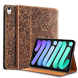 Gexmil for Ipad Mini 6 CASE 8.3 inch Case 2021,Genuine Leather Ipad Mini 6th Generation Cover,Made from Real Leather Cowhide(Brown)