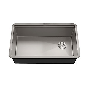 Sinber 32" x 19" x 10" Undermount Single Bowl Workstation Kitchen Sink with 16 Gauge 304 Stainless Steel Satin Finish 6 Accessories KSS0001S-OK