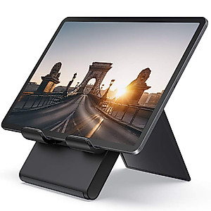 Lamicall Adjustable Tablet Stand Holder - Foldable Desktop Stand Charging Dock for Desk Compatible with iPad Air Mini Pro 9.7,12.9, Phone 12 Mini 11 XS Max XR X Plus S10 S9 S8 Smartphones (4-13”)