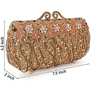 MOSSMON Flower Crystal Evening Clutch Bag Elegant Bride Wedding Party Purse for Women