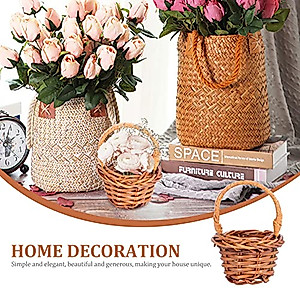 DOITOOL Rattan Mini Baskets with Handles, 30PCS Round Coffee Baskets for Party Favors Crafts Decor, 6 x 4 x 3cm