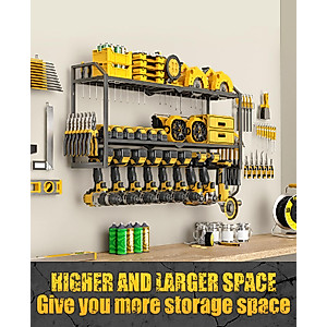 JOIRACK Power Tool Organizer Wall Mount,Drill Holders Wall Mount,Garage Tool Organizers,Power Tool Storage Rack,Powertool Organizer (3 Tiers 9 Drill Holder, 32 IN)