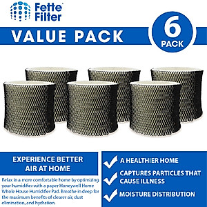 Fette Filter - Humidifier Wicking Filter Compatible with Holmes HWF65, HWF65PDQ-U - Filter C. (Pack of 6)