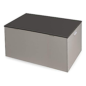Badger Basket Flat-Top Toy Storage Chest in Grey with Charcoal Lid– Spacious, Safe Toy Box with Dual Safety Hinges and Anti-Pinch Slot