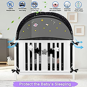 Safety Star Crib Net to Keep Baby in Cute Crib Tent Blackout Protect Baby Vision Pack n Play Tent Pop Up Portable Baby Tent for Travel