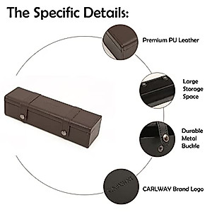 CARLWAY Leather Pencil Holder Box Pen Case, PU Leather Pen Case for Pencils, Pens, Markers, Makeups, Change, Coins(Black)
