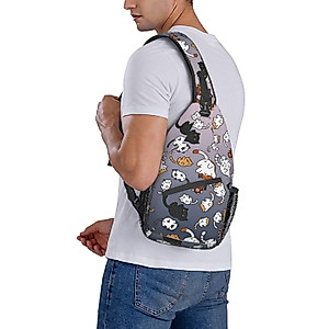 Funny Cute Cat Sling Backpack Cat Chest Bags Crossbody Animal Shoulder Bag for Men Women Boys Girls