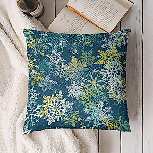 Meaudiwes Square Decorative Pillow Covers 24" X 24", Christmas Decorations Snowflakes Cushion Cover Soft Short Plush Pillowslip for Sofa Bedroom Home Decoration
