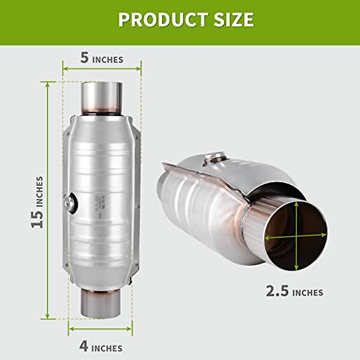 AUTOSAVER88 ATCC0018 2.5" Inlet/Outlet Universal Catalytic Converter w/Heat Shield (EPA Compliant)