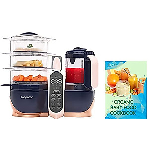 BabyMoov Duo Meal Station, 6 in 1 Touchscreen Baby Food Processor with Steamer | Multi-Speed Blender | Warmer | Puree | Defrosts | Sterilize | 500W Capacity Bundled with HogoR Organic Baby Food Maker Cookbook