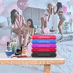 Nugilla Makeup Remover Cloth, 13x7 Inch Reusable Makeup Remover Towels, Microfiber Fast Drying Facial Washcloth, Soft Face Towels for Washing Face