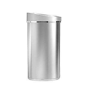 NINESTARS DZT-80-35 Automatic Touchless Infrared Motion Sensor Trash Can, 21 Gal 80L, Heavy Duty Stainless Steel Base (Oval, Silver/Brush Lid) Trashcan, SS