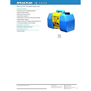 Speakman SE-4400 GravityFlo 9-Gallon Portable Emergency Eyewash
