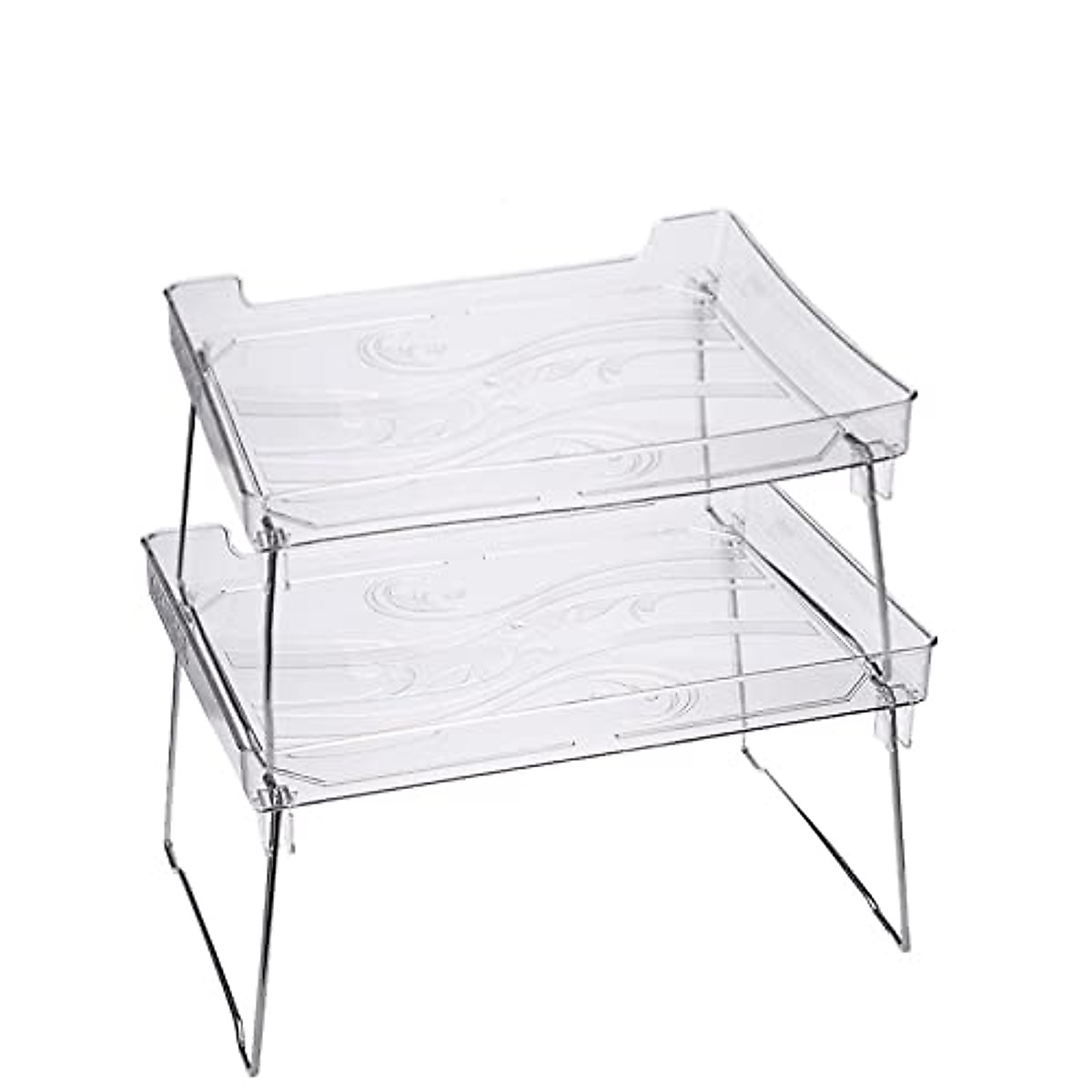 RRMMAN 2 Pack Stackable Cabinet Shelf Organizer Storage Rack,Stackable Shelves for Cabinets & Countertop - Storage Shelf Organizer Stand Racks,Suitable for Multiple Scenes Such as Living Room