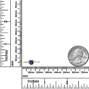 AVORA 10K Yellow Gold September Birthstone- Blue Sapphire with Simulated Diamond CZ Heart Halo Fashion Ring - Size 8