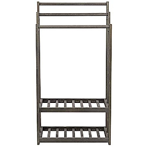 MyGift 3-Tier Vintage Gray Wood Towel Rack with 2 Bottom Storage Shelves