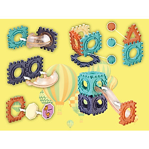 Leader Builder Marble Run for Kids Ages 3 and Up - 66 Piece Waffle Blocks & Toddler Marble Run Set - Educational Stem Building Toys with Marbles & Manipulatives for Hands-on Learning