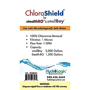 Hydro-Logic Purification Systems Hydrologic Stealth-RO/smallBoy ChloraShield upgrade filter HL 22021 Hydroponic Water Filtration for gardening