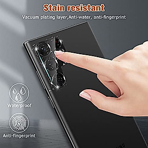 [2+2 Pack] Galaxy S23 Ultra Screen Protector with Camera Lens Protector,[9H Tempered Glass][Support Fingerprint Unlock ] [3D 3D HD Curved] for Samsung Galaxy S23 Ultra Screen Protector (6.8 Inch)