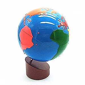 Danni Baby Earth Globe Toys Montessori Earth Globe Plastic and Wood Material Learn to Know World Children Early Learning Teaching Aids (White)