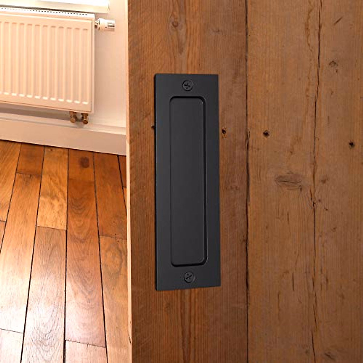 Tibres - 7" Sliding Barn Door Handle - Flush Pull Handle for Sliding Doors Cabinets Closet and Drawers - Black
